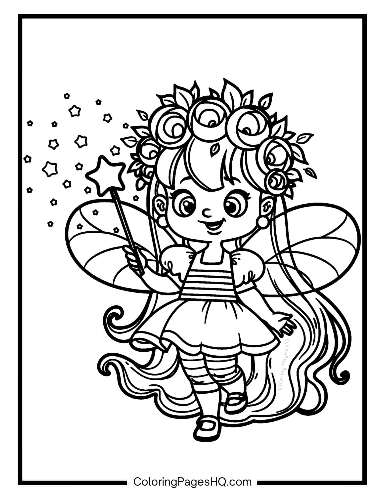 Dazzling Fairy Coloring Pages (Free PDF Printables) - Coloring Pages HQ