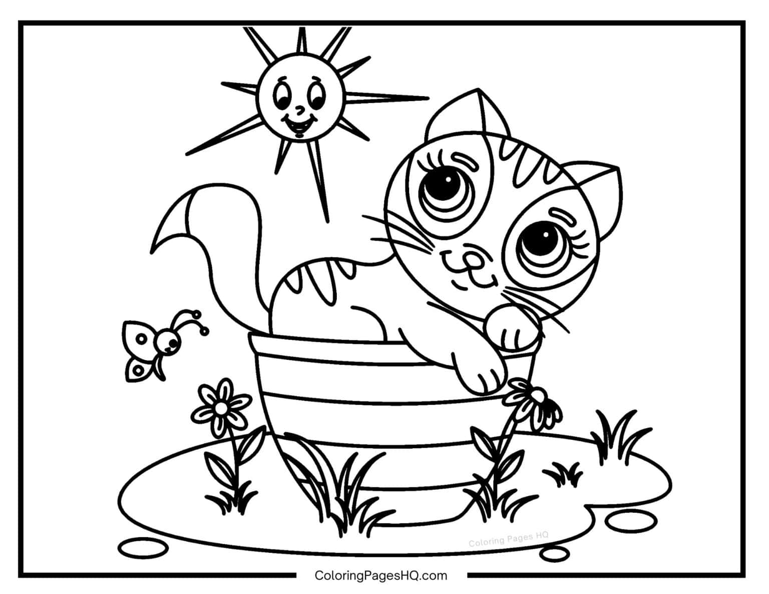 Cute Kitten Coloring Pages (Free PDF Printables) - Coloring Pages HQ