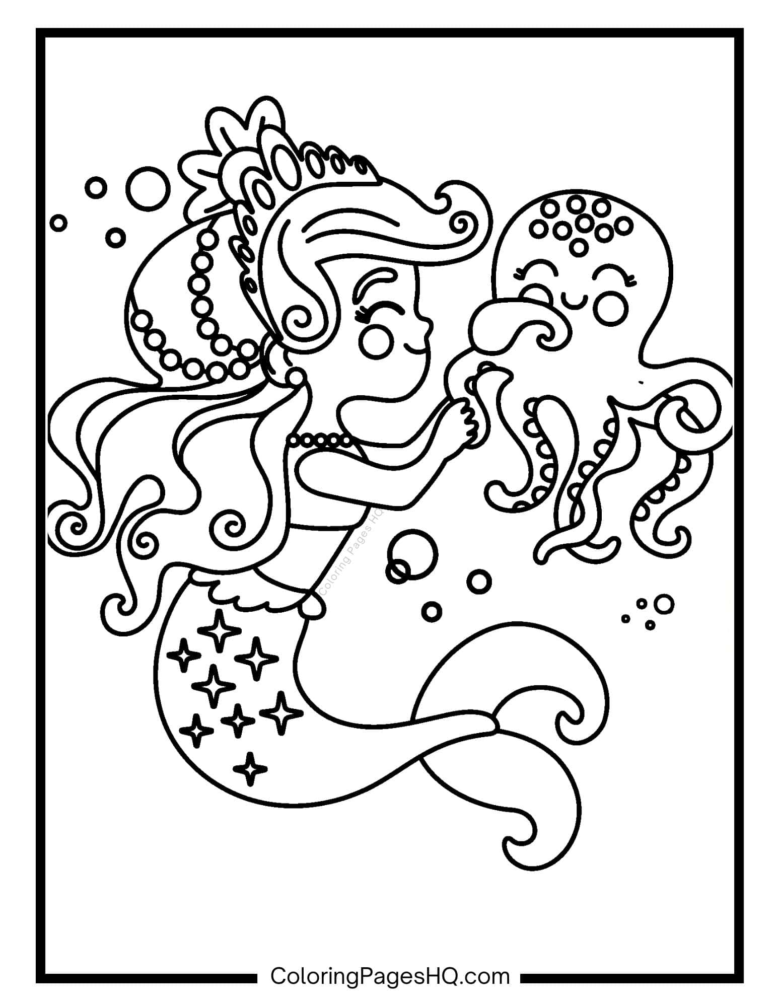 Magical Mermaid Coloring Pages (Free PDF Printables) - Coloring Pages HQ