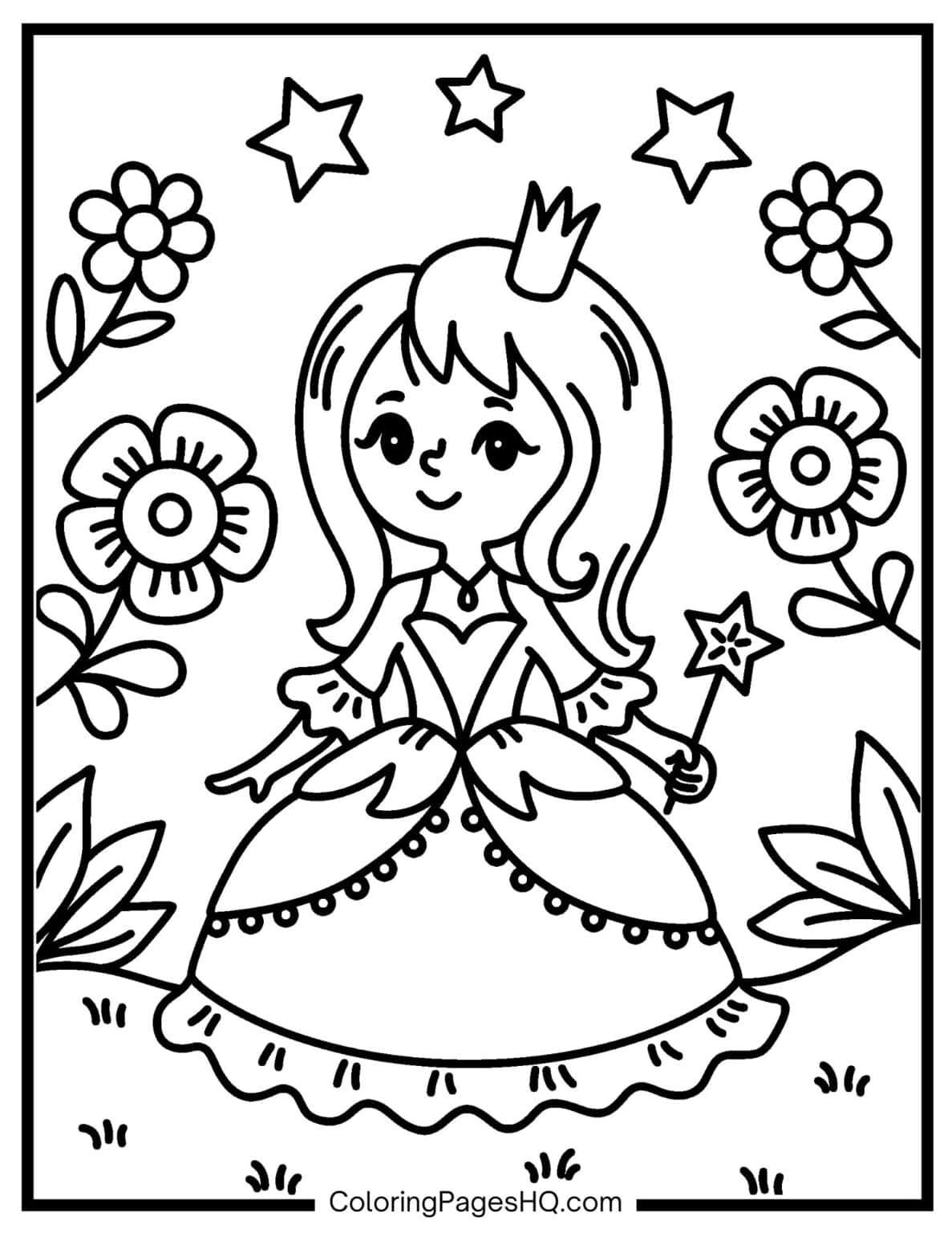 Pretty Princess Coloring Pages (Free PDF Printables) - Coloring Pages HQ
