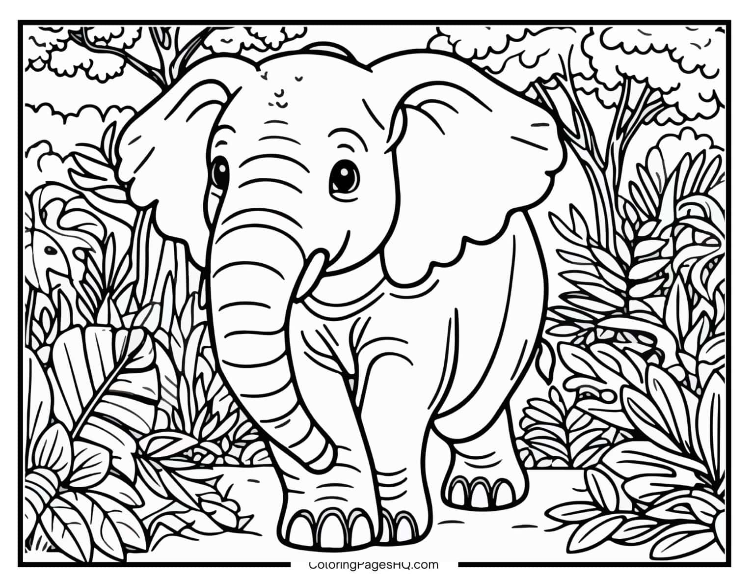 Elephant Coloring Pages (Free PDF Printables) - Coloring Pages HQ