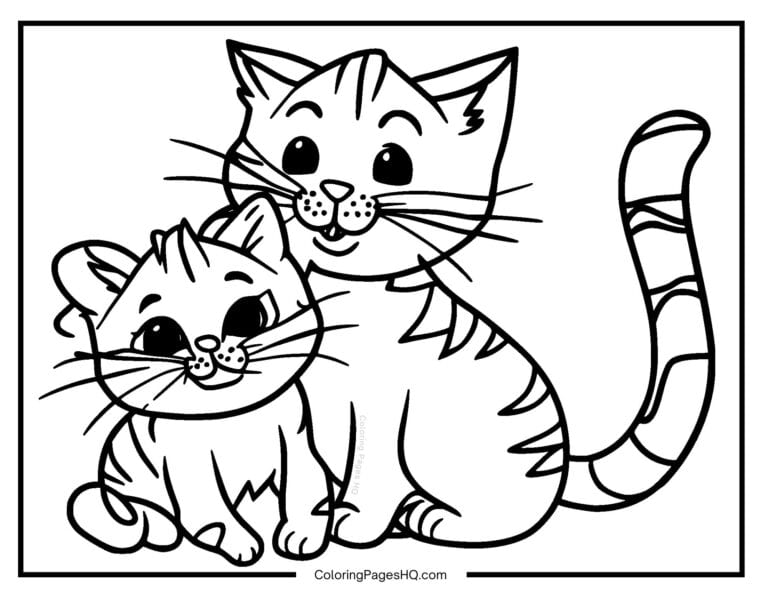 Cute Kitten Coloring Pages (Free PDF Printables) - Coloring Pages HQ