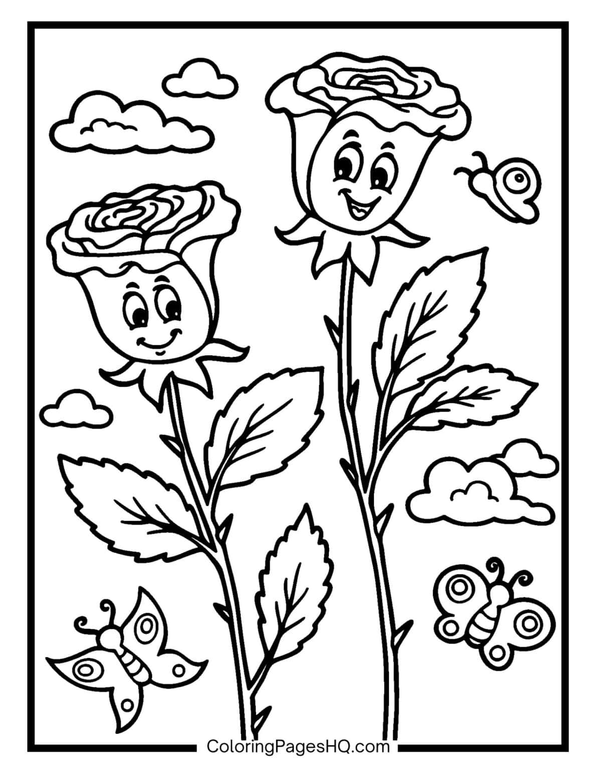 Pretty Rose Coloring Pages (Free PDF Printables) - Coloring Pages HQ