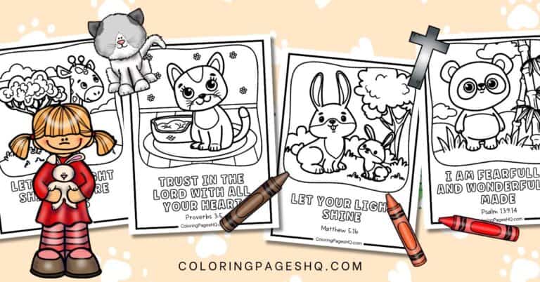 Animal Theme Bible Verse Coloring Pages (Free PDF Printables ...