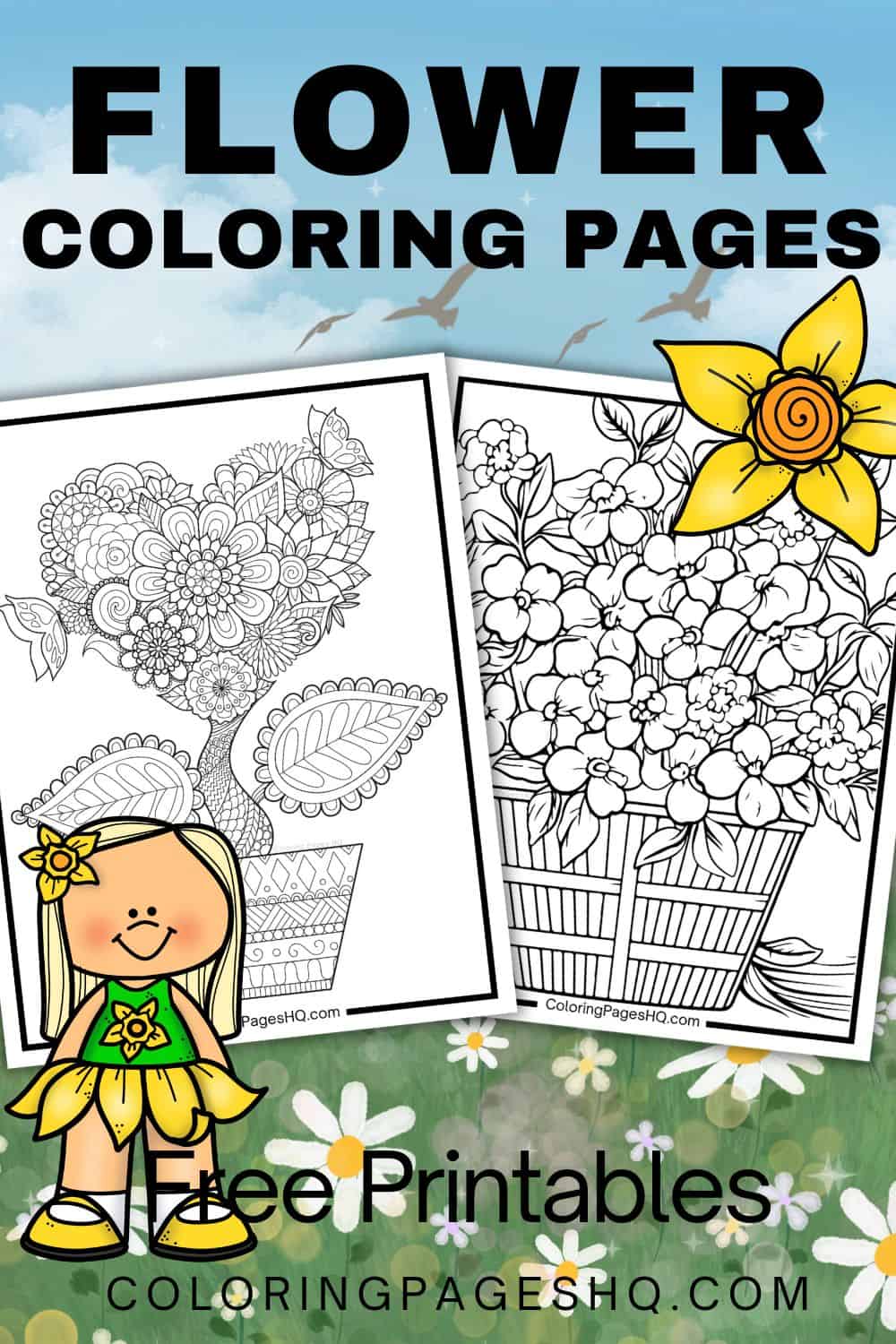 Flower Coloring Pages (Free PDF Printables) - Coloring Pages HQ