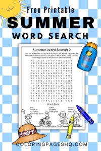 Fun Summer Word Search (Free PDF Printables) - Coloring Pages HQ