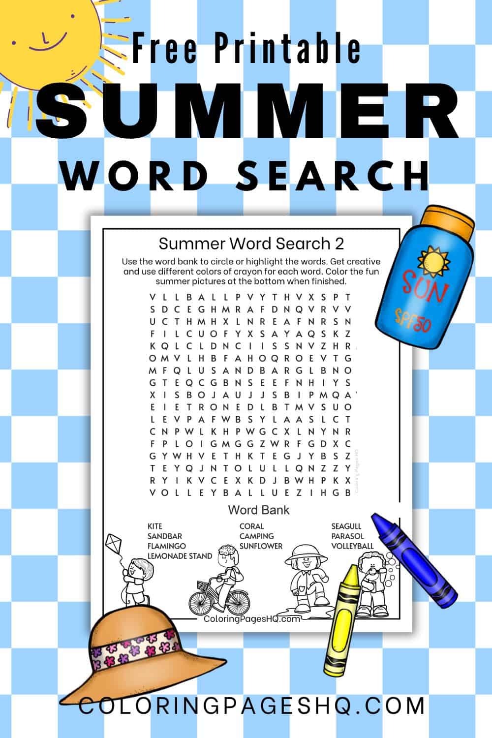 Fun Summer Word Search (Free PDF Printables) - Coloring Pages HQ
