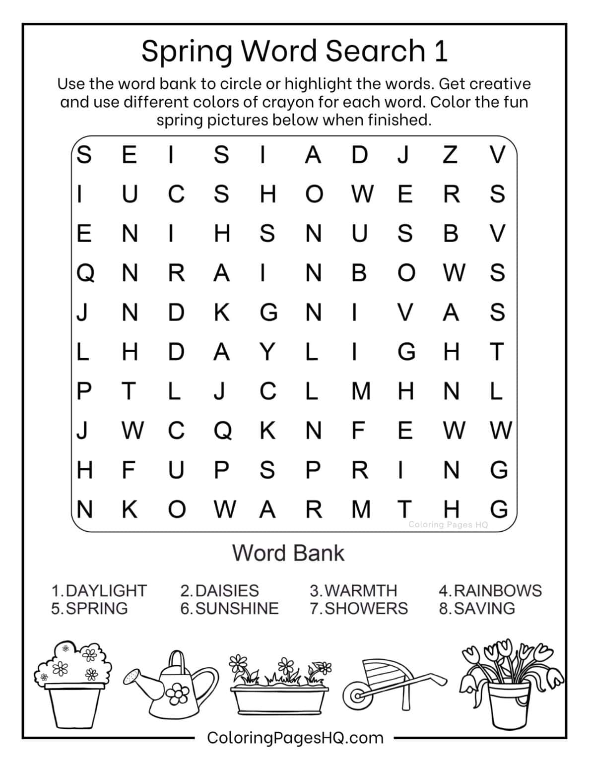 Fun Spring Word Search (Free PDF Printables) - Coloring Pages HQ