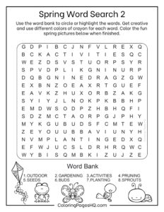 Fun Spring Word Search (Free PDF Printables) - Coloring Pages HQ