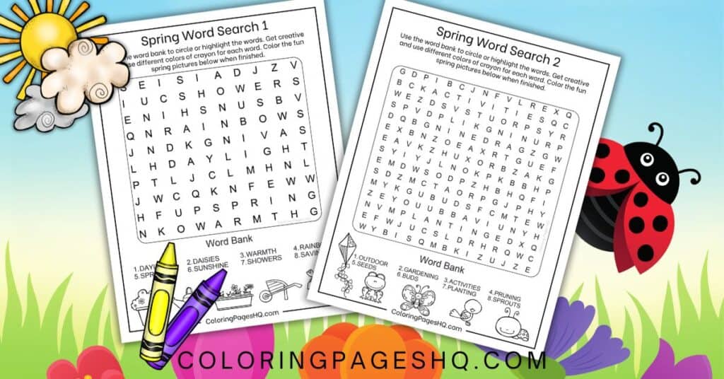 Fun Spring Word Search (Free PDF Printables) - Coloring Pages HQ