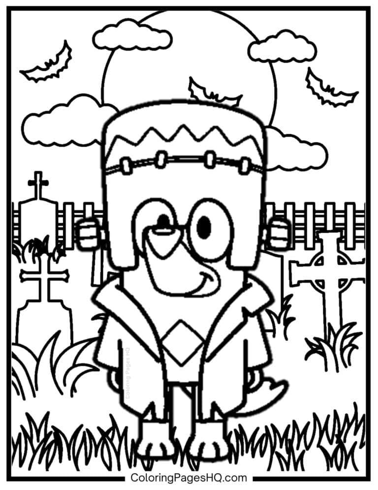 Cute Bluey Halloween Coloring Pages (Free PDF Printables) - Coloring ...