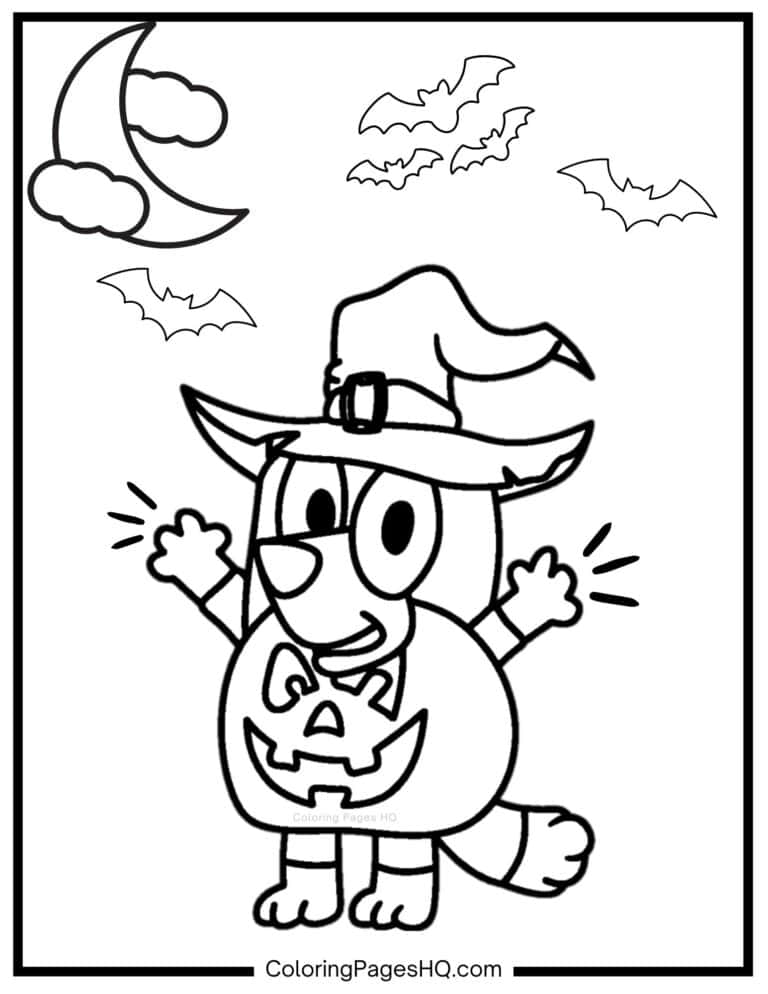Cute Bluey Halloween Coloring Pages (Free PDF Printables) - Coloring ...