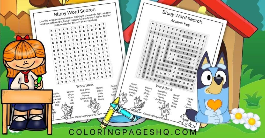 Bluey Word Search (Free PDF Printable) - Coloring Pages HQ