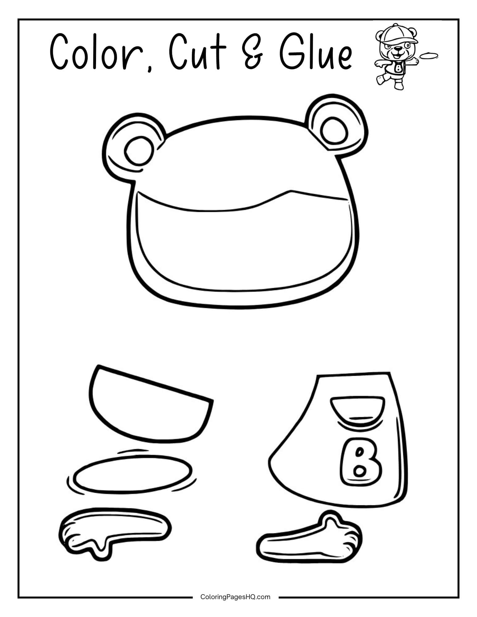Cute Frisbee Bear Cut and Glue Worksheet (Free PDF Printable ...