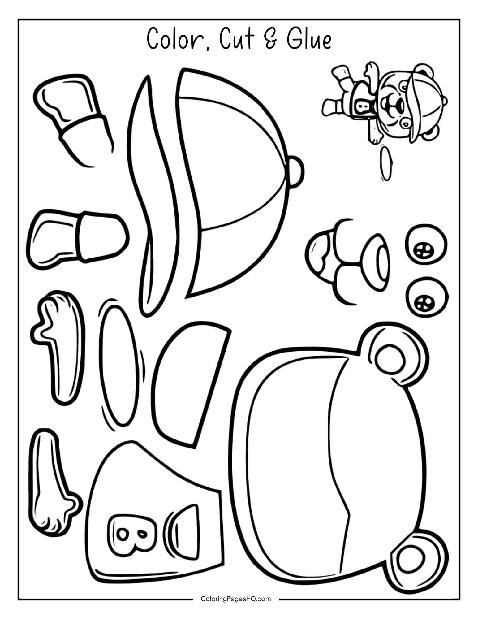 Cute Frisbee Bear Cut and Glue Worksheet (Free PDF Printable ...