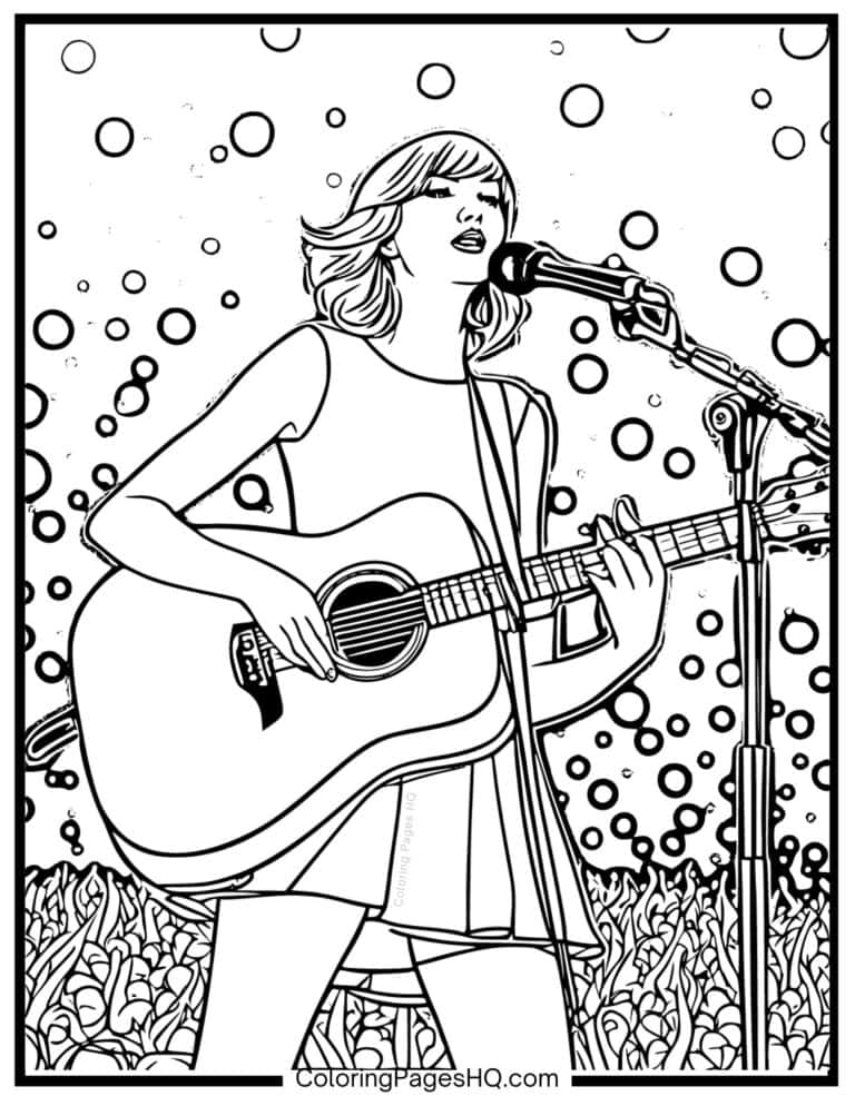 Taylor Swift Coloring Pages (Free PDF Printables) - Coloring Pages HQ