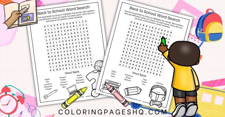 Back to School Word Search (Free PDF Printables) - Coloring Pages HQ