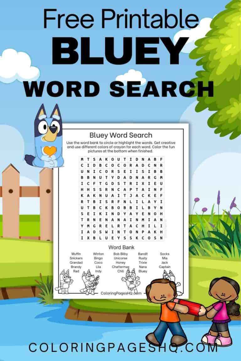 Bluey Word Search (Free PDF Printable) - Coloring Pages HQ