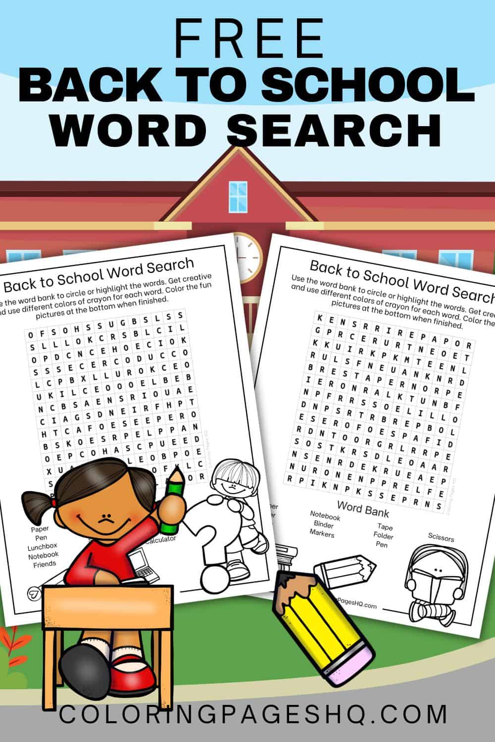 Back to School Word Search (Free PDF Printables) - Coloring Pages HQ