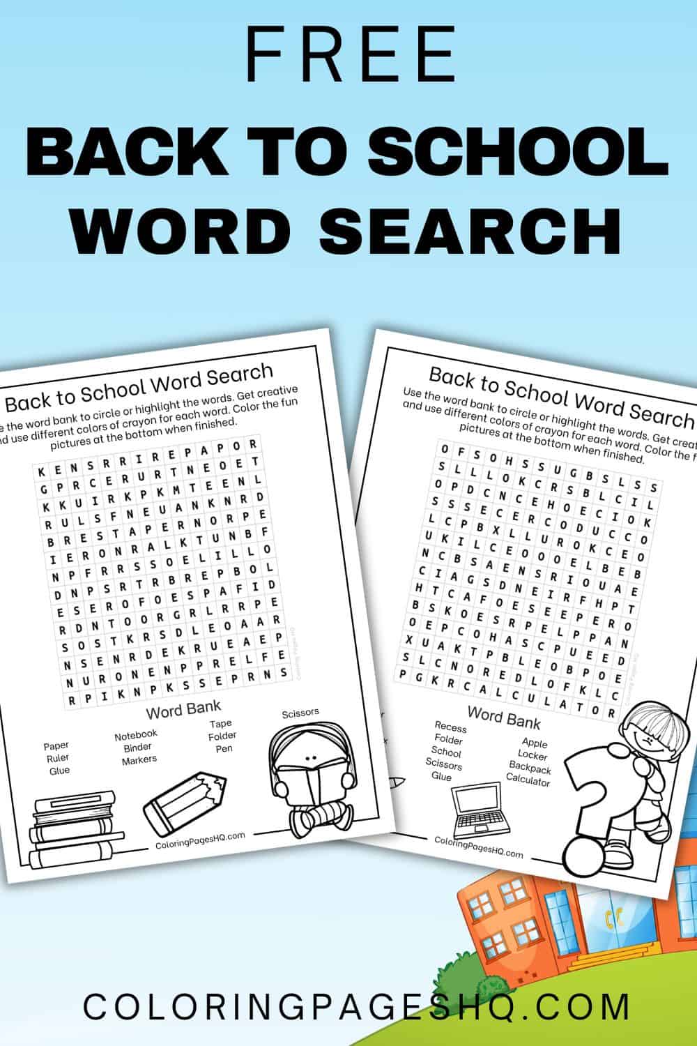 Back to School Word Search (Free PDF Printables) - Coloring Pages HQ