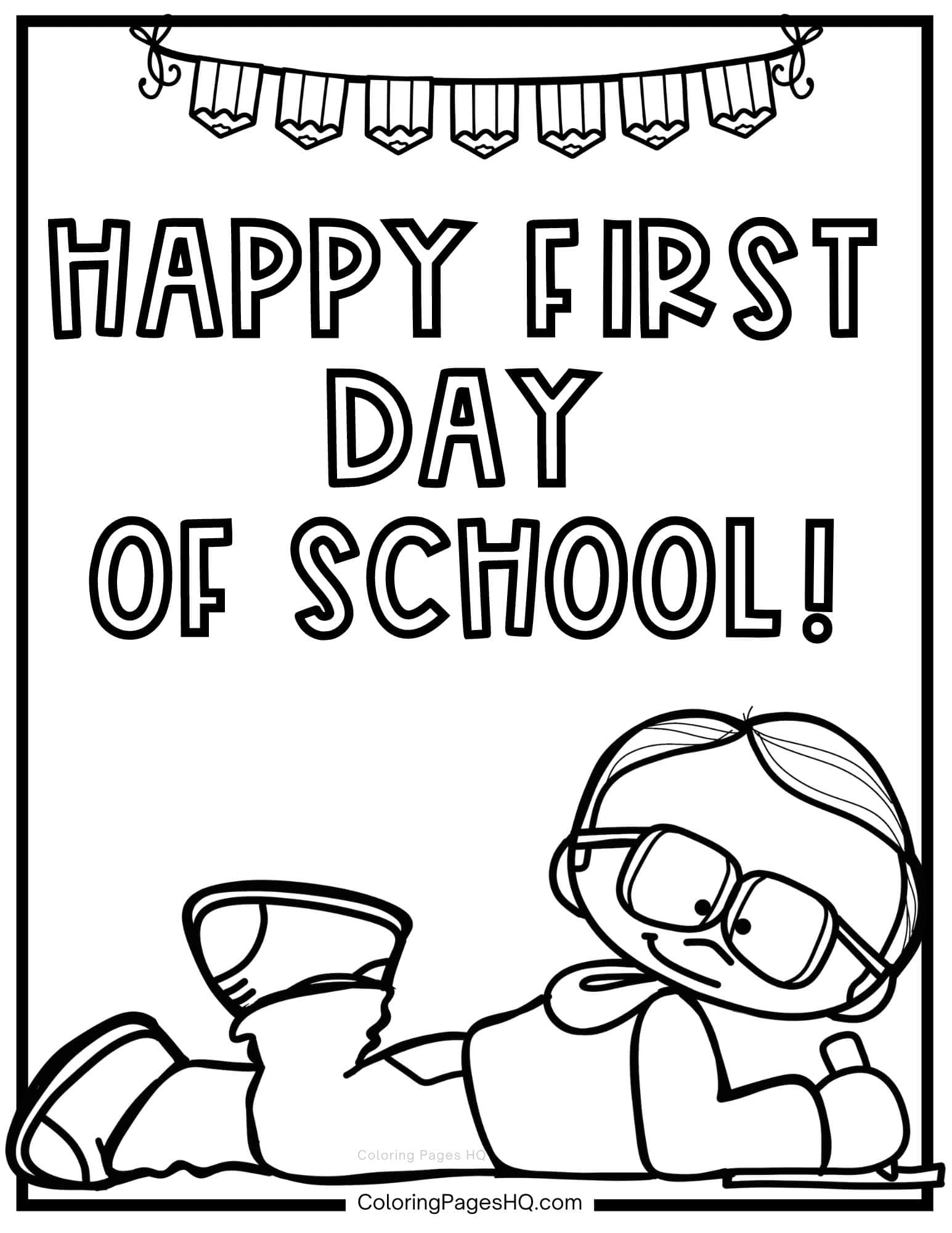 Happy First Day of School Coloring Pages (Free PDF Printables ...
