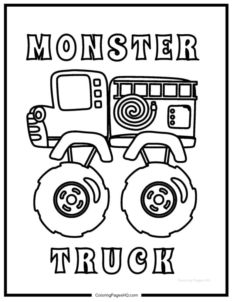 Cute Monster Truck Coloring Pages (Free PDF Printables) - Coloring Pages HQ