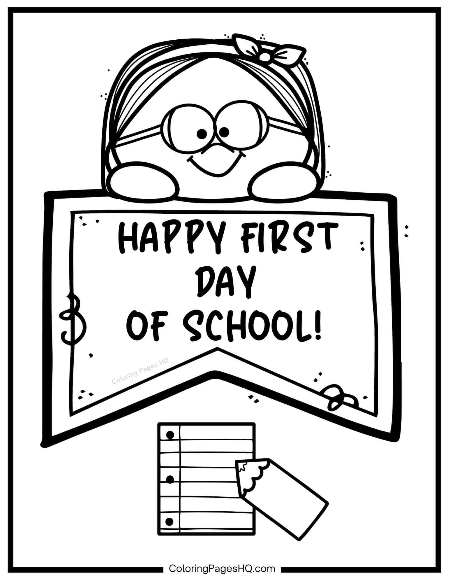 Happy First Day of School Coloring Pages (Free PDF Printables ...
