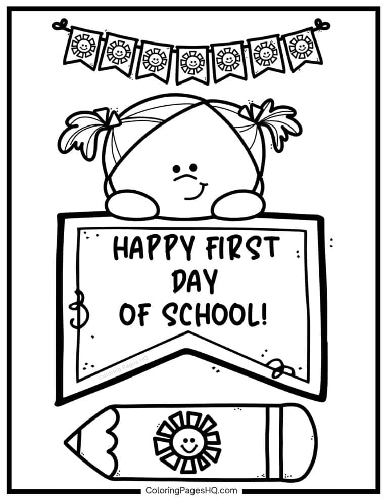 Happy First Day of School Coloring Pages (Free PDF Printables ...