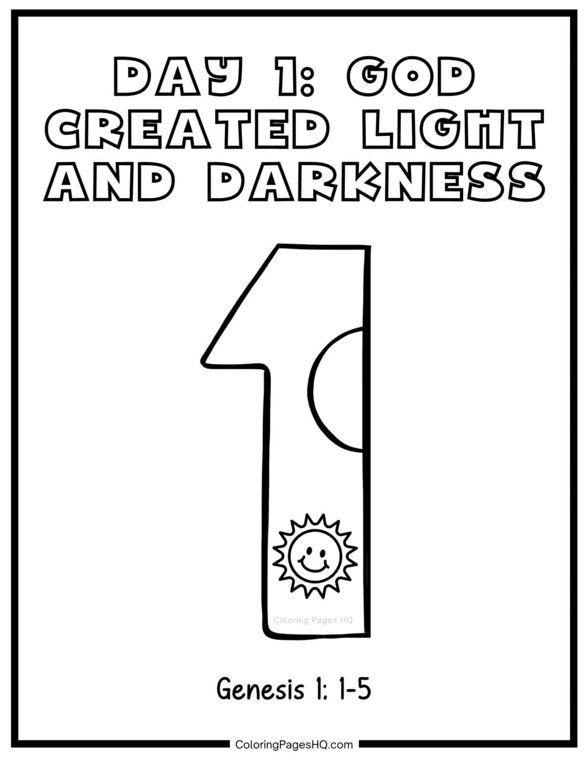 Days of Creation Coloring Pages (Free PDF Printables) - Coloring Pages HQ