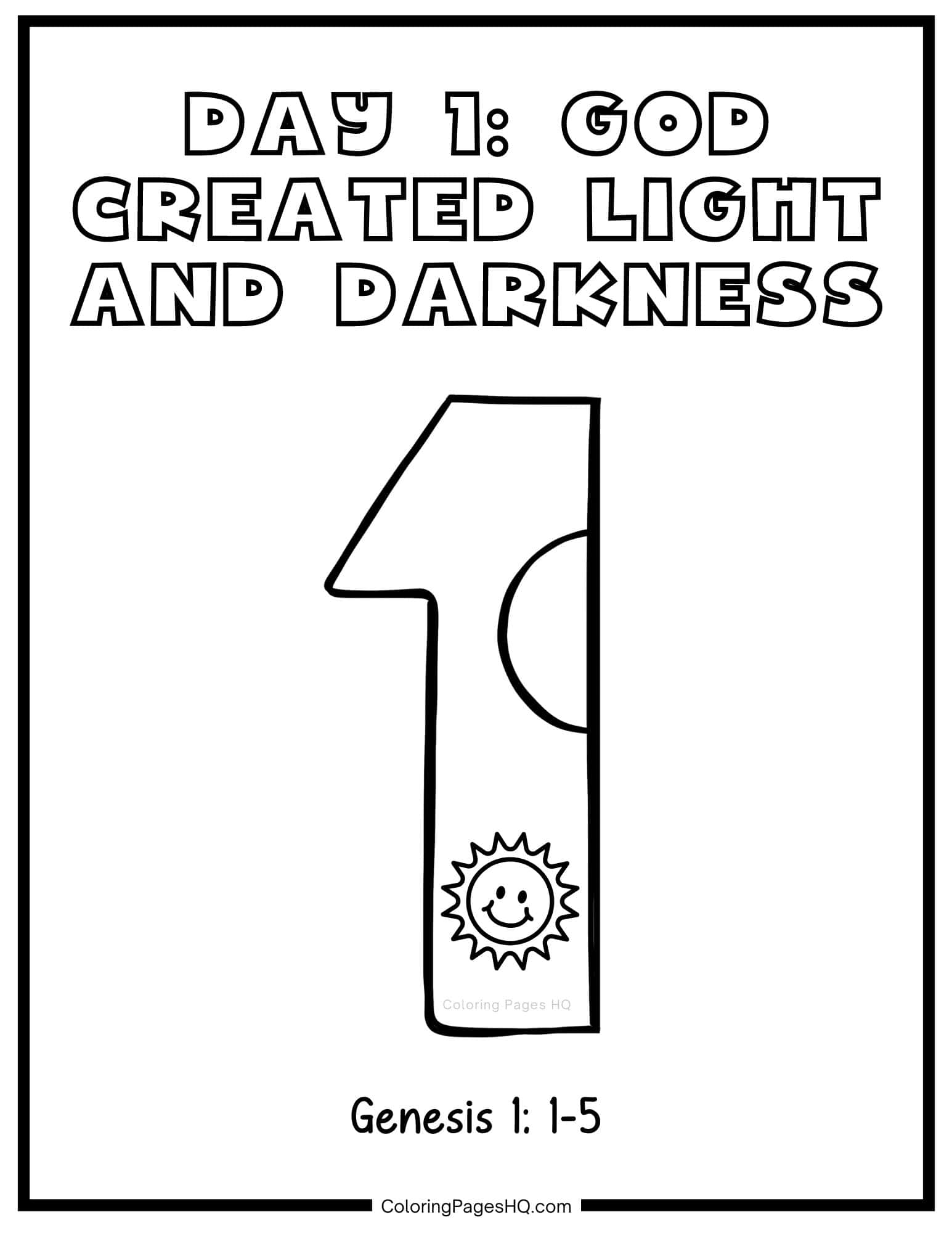 Days of Creation Coloring Pages (Free PDF Printables) - Coloring Pages HQ