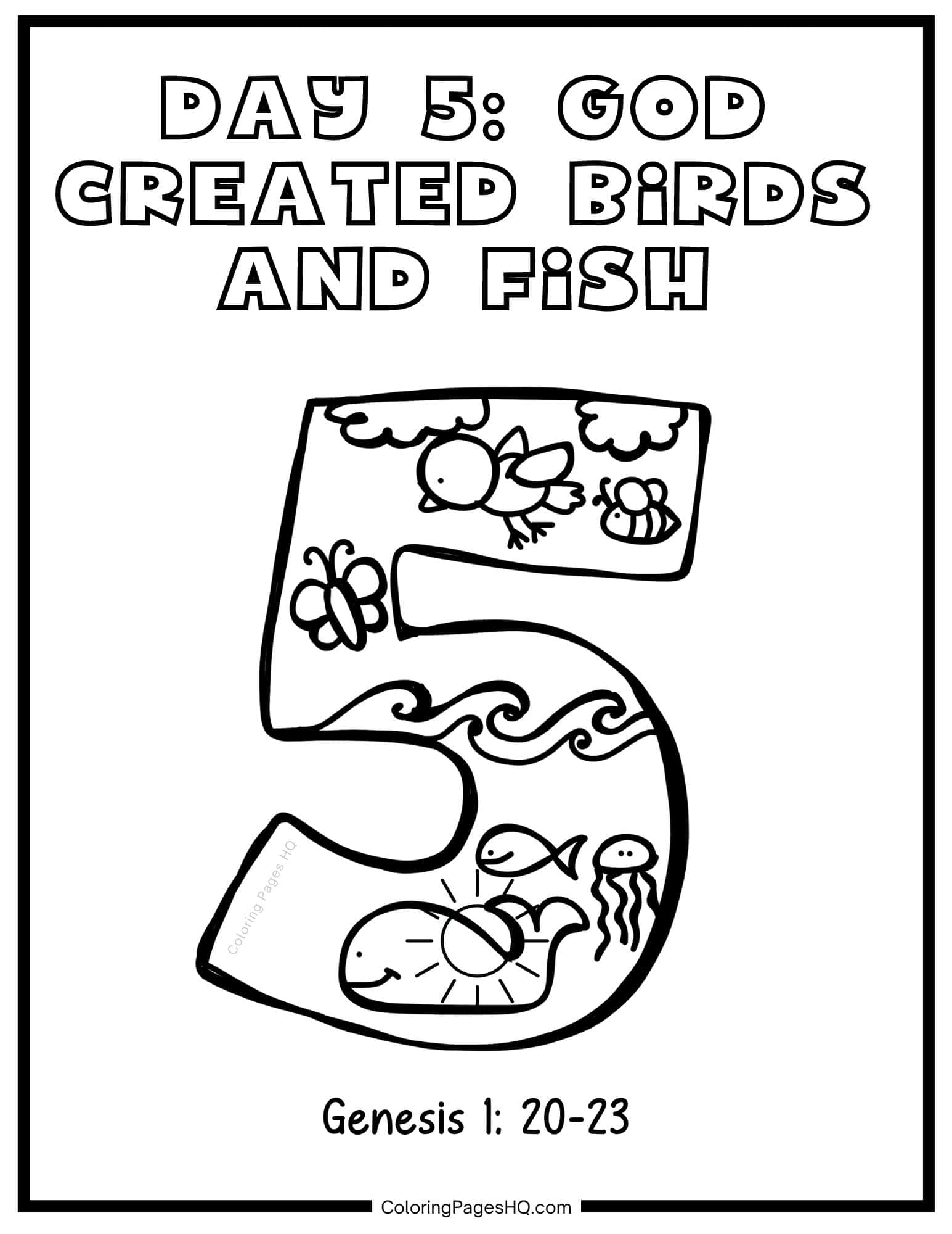 Days of Creation Coloring Pages (Free PDF Printables) - Coloring Pages HQ