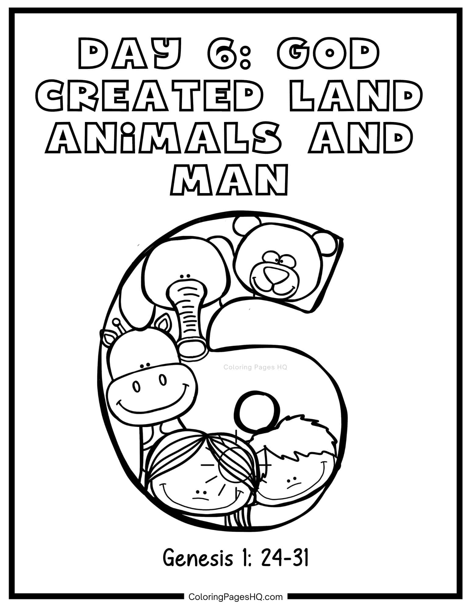 Days of Creation Coloring Pages (Free PDF Printables) - Coloring Pages HQ