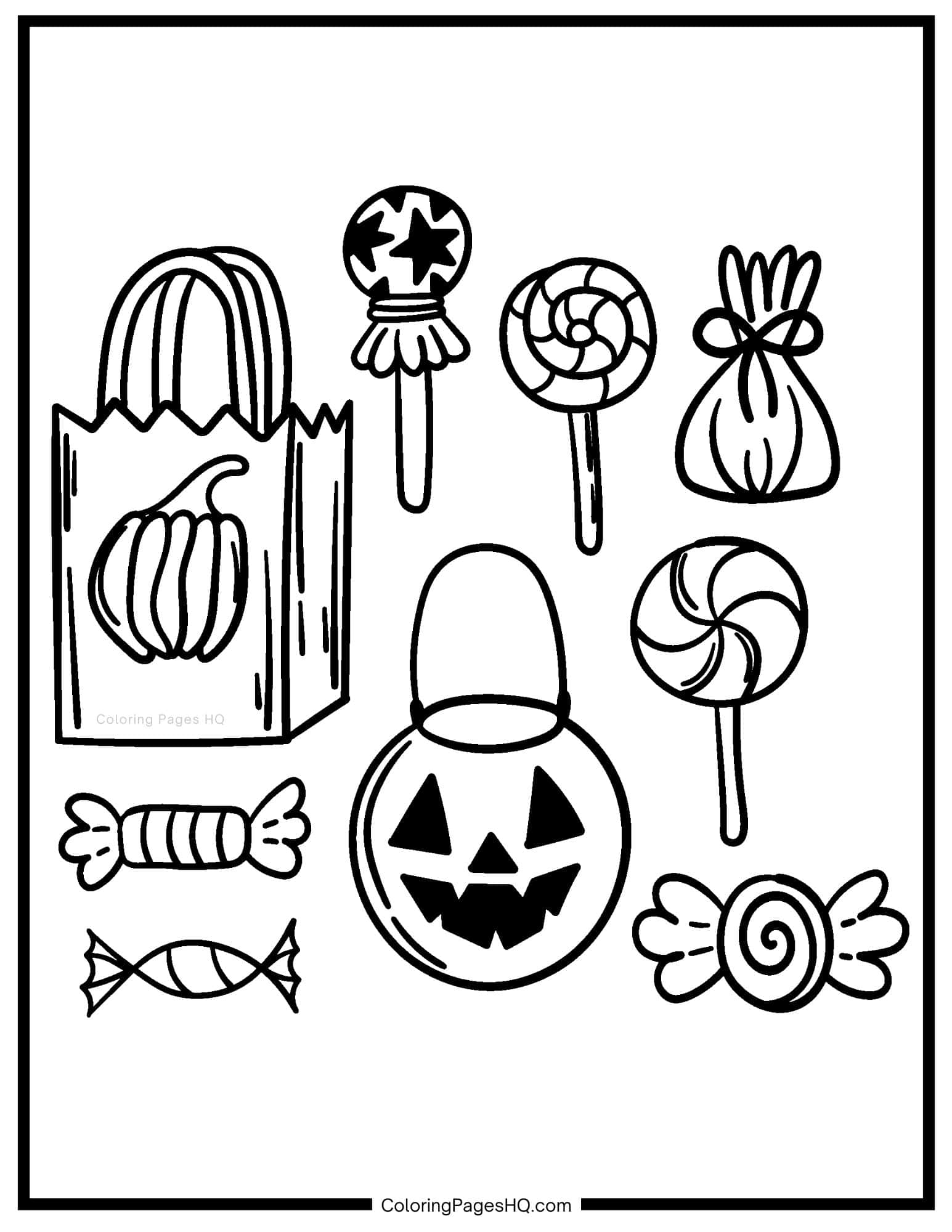 Halloween Candy Coloring Pages (Free PDF Printables) - Coloring Pages HQ