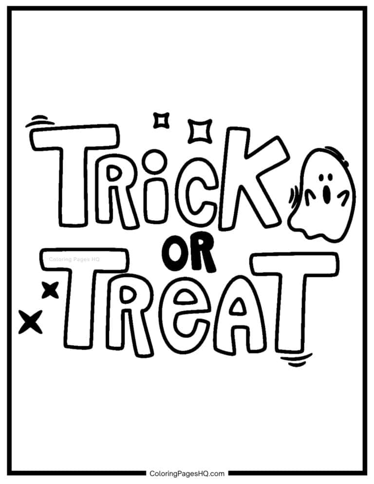 Cute Trick or Treat Coloring Pages (Free PDF Printables) - Coloring ...