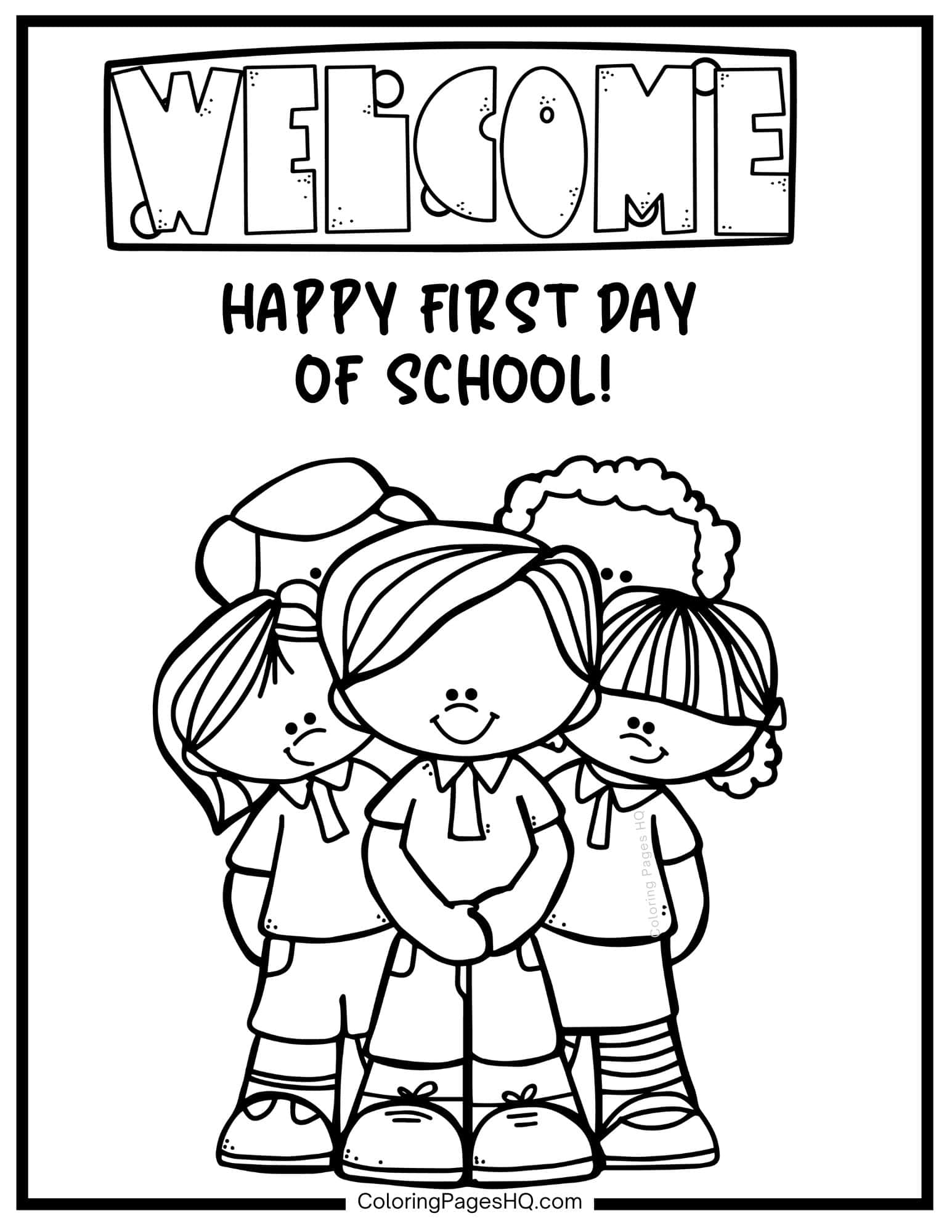 Happy First Day of School Coloring Pages (Free PDF Printables ...