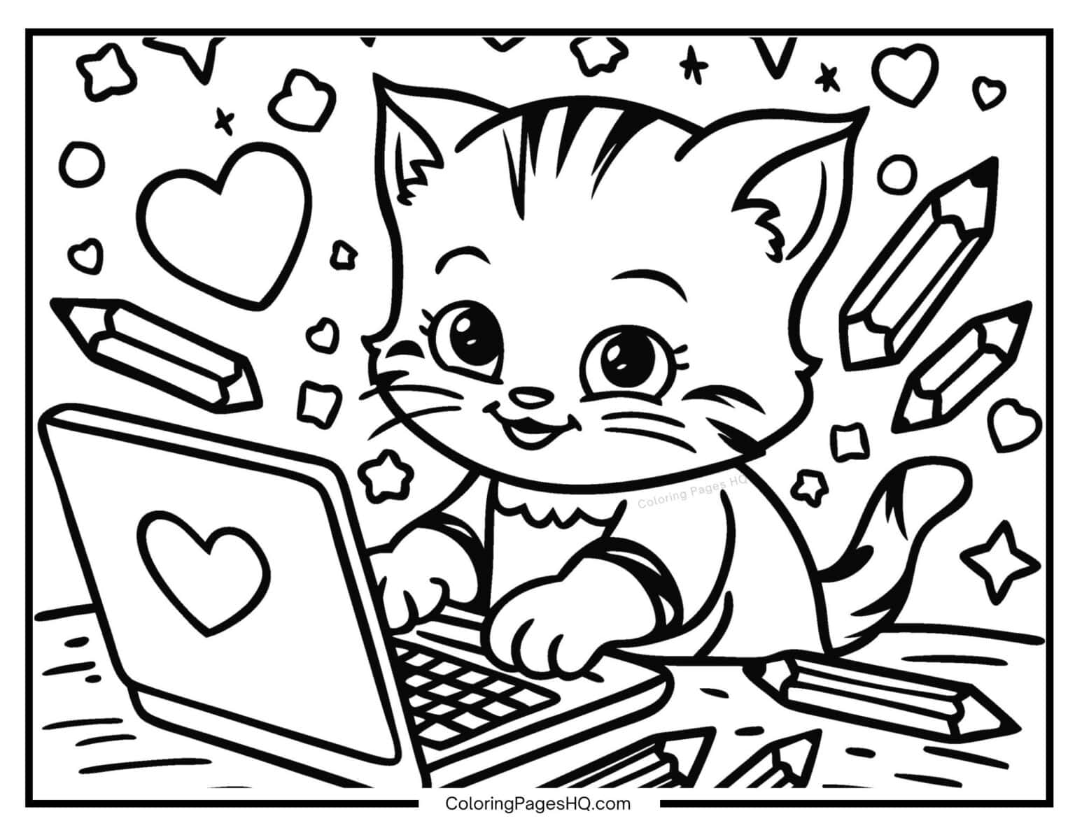 Cute Cat Coloring Pages (Free PDF Printables) - Coloring Pages HQ