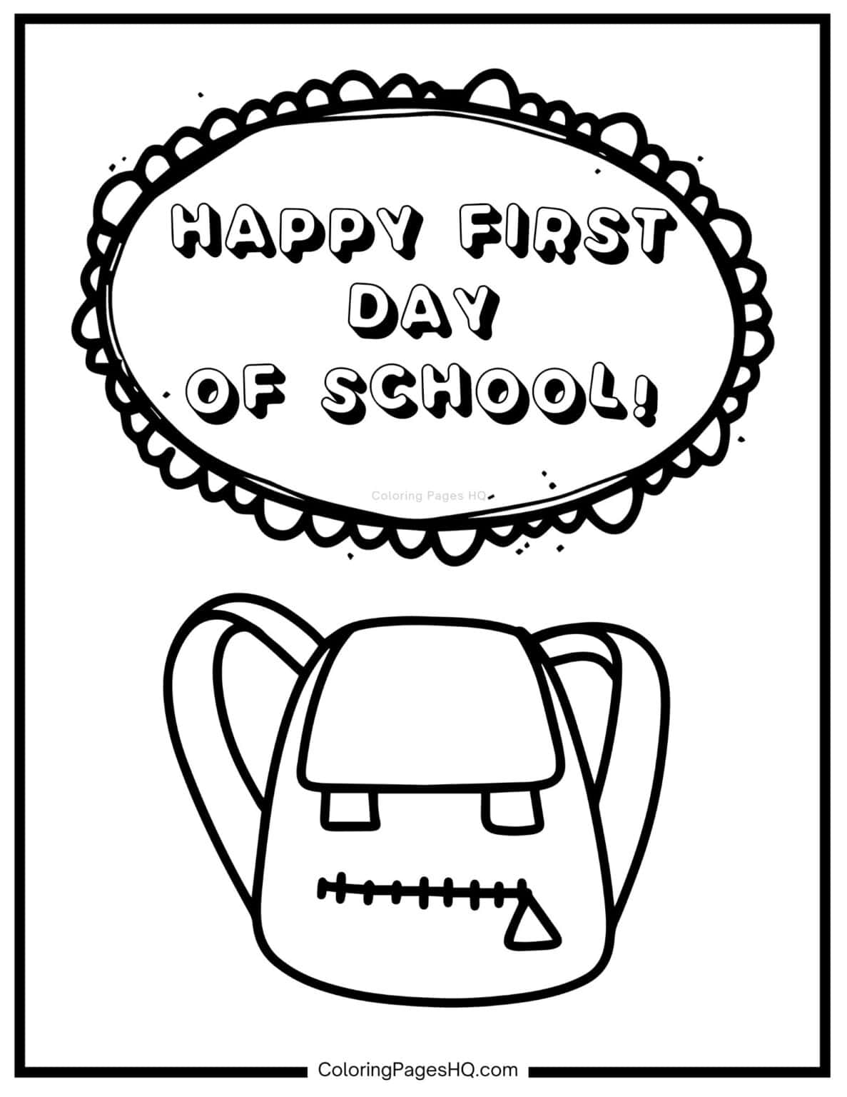 Happy First Day of School Coloring Pages (Free PDF Printables ...
