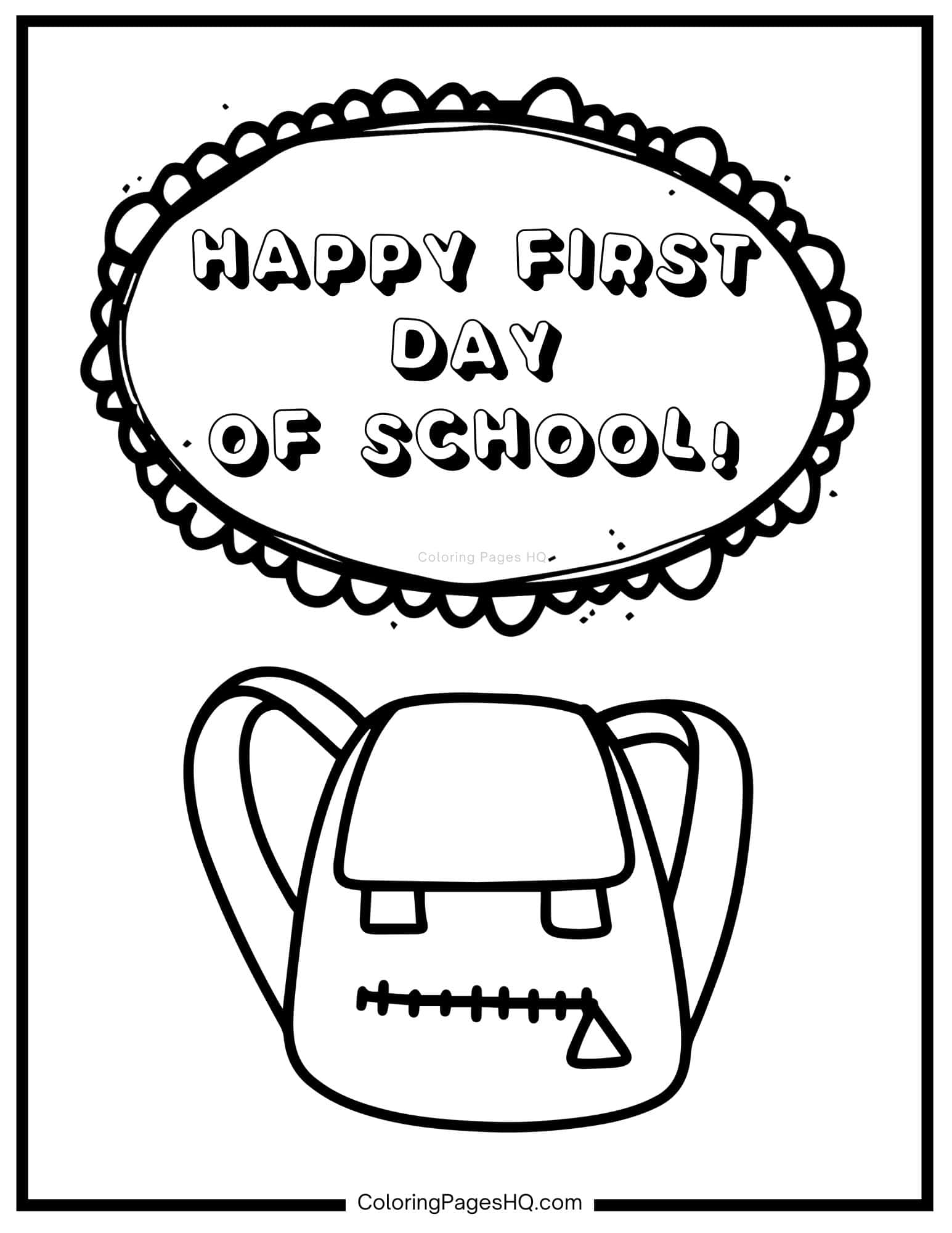 Happy First Day of School Coloring Pages (Free PDF Printables ...