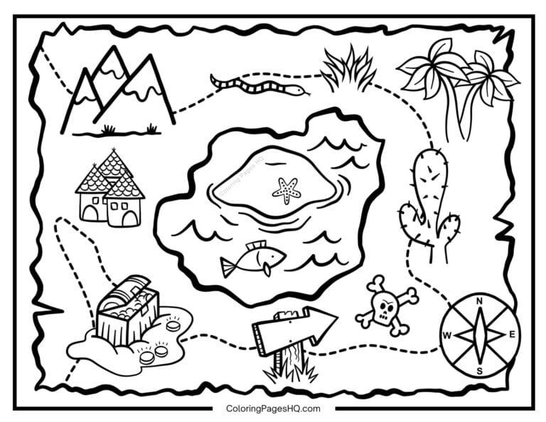 Fun Treasure Map Coloring Maps (Free PDF Printables) - Coloring Pages HQ