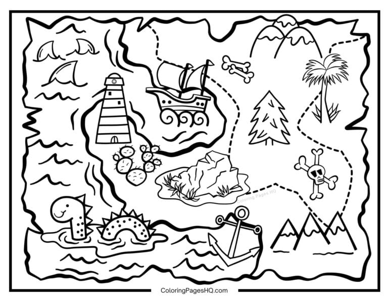 Fun Treasure Map Coloring Maps (Free PDF Printables) - Coloring Pages HQ