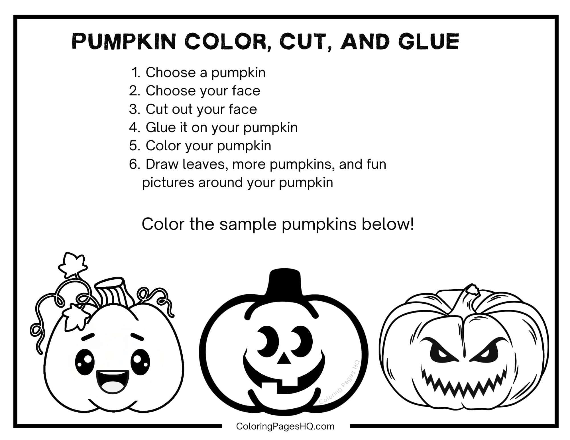 Fun Halloween Pumpkin Cut and Glue Worksheet (Free PDF Printables ...