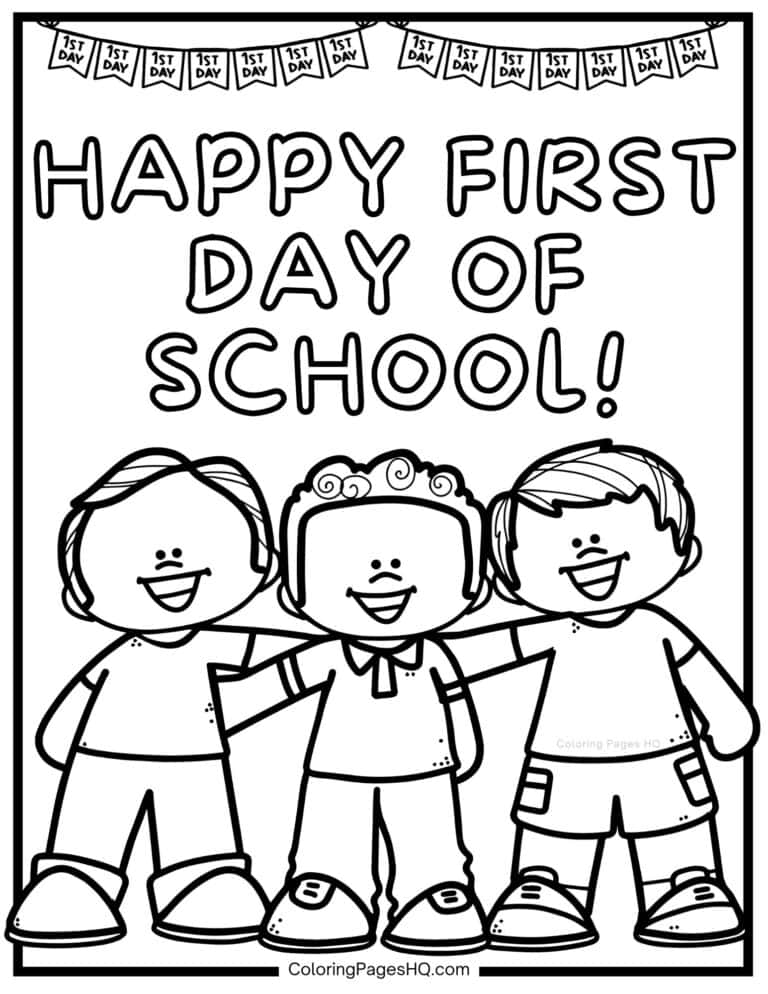Happy First Day of School Coloring Pages (Free PDF Printables ...