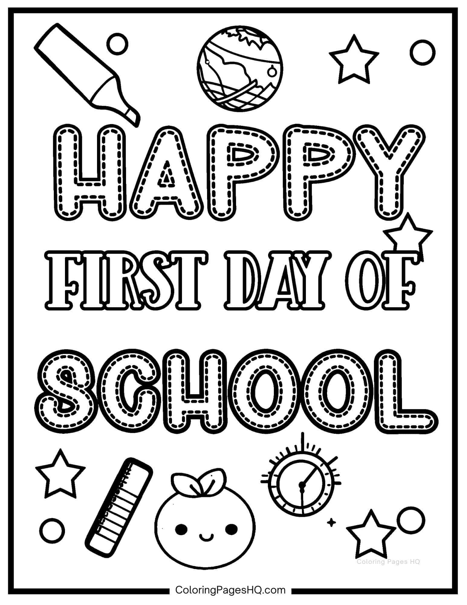 Happy First Day of School Coloring Pages (Free PDF Printables ...