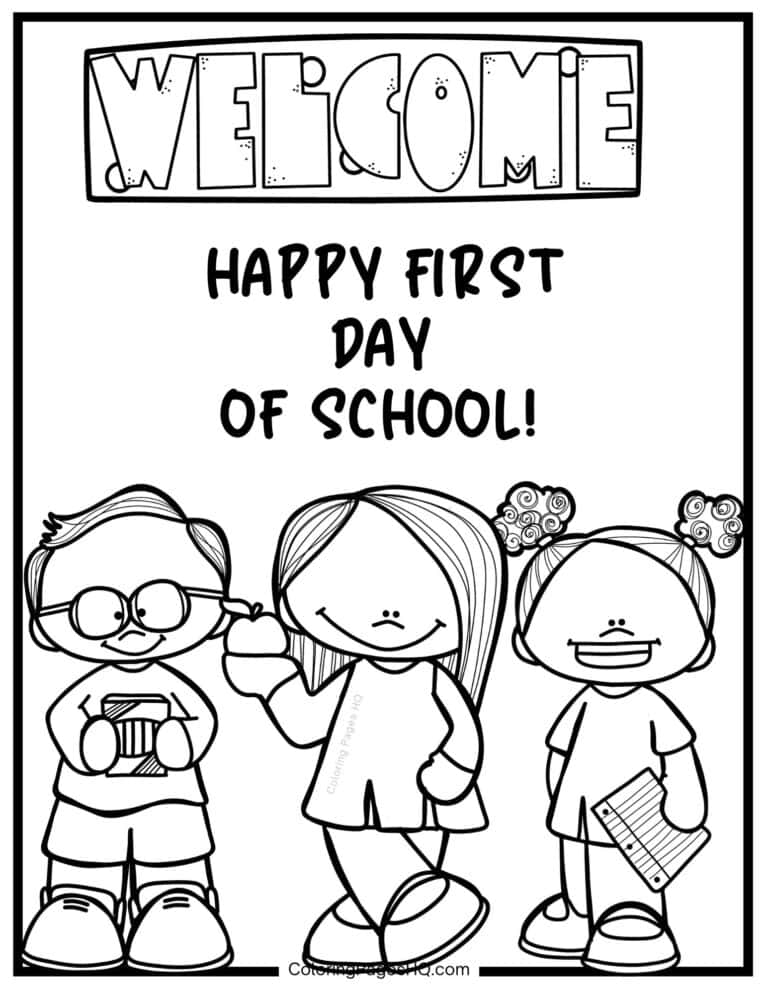 Happy First Day of School Coloring Pages (Free PDF Printables ...