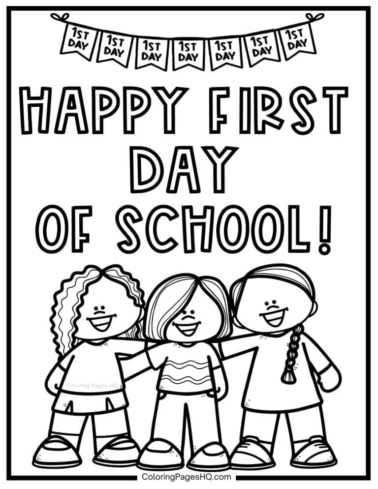Happy First Day of School Coloring Pages (Free PDF Printables ...