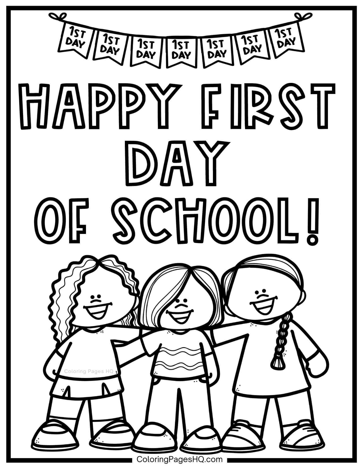 Happy First Day of School Coloring Pages (Free PDF Printables ...
