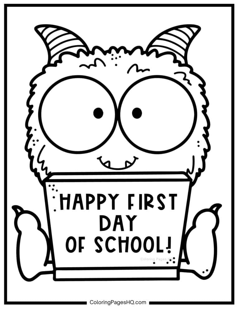 Happy First Day of School Coloring Pages (Free PDF Printables ...