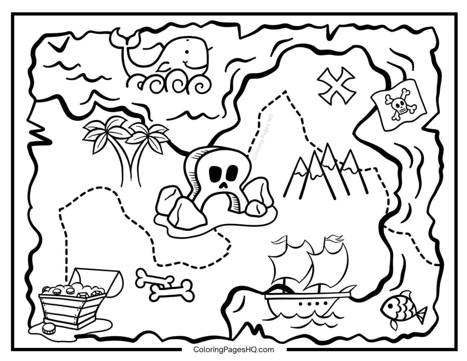 Fun Treasure Map Coloring Maps (Free PDF Printables) - Coloring Pages HQ