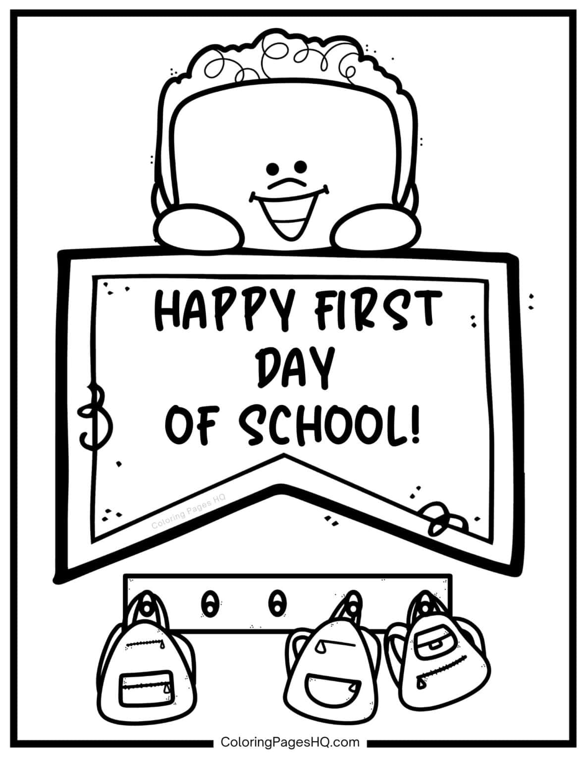 Happy First Day of School Coloring Pages (Free PDF Printables ...