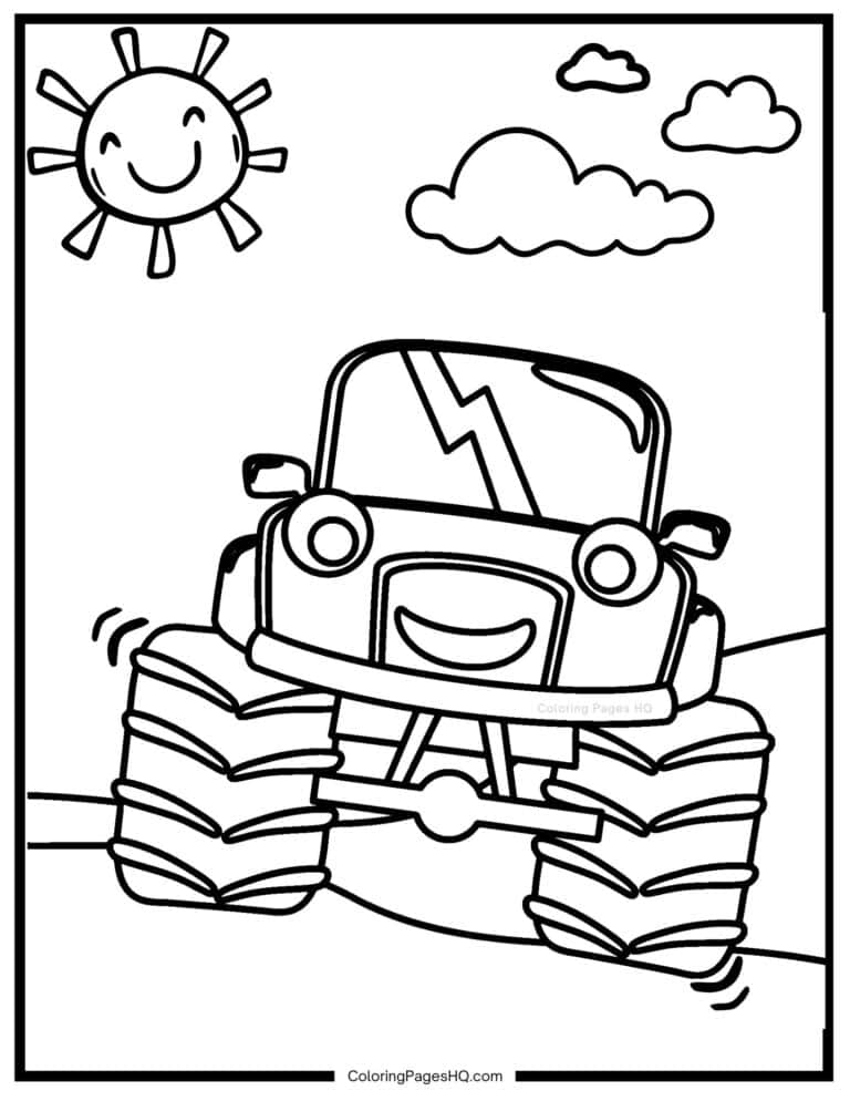 Cute Monster Truck Coloring Pages (Free PDF Printables) - Coloring Pages HQ